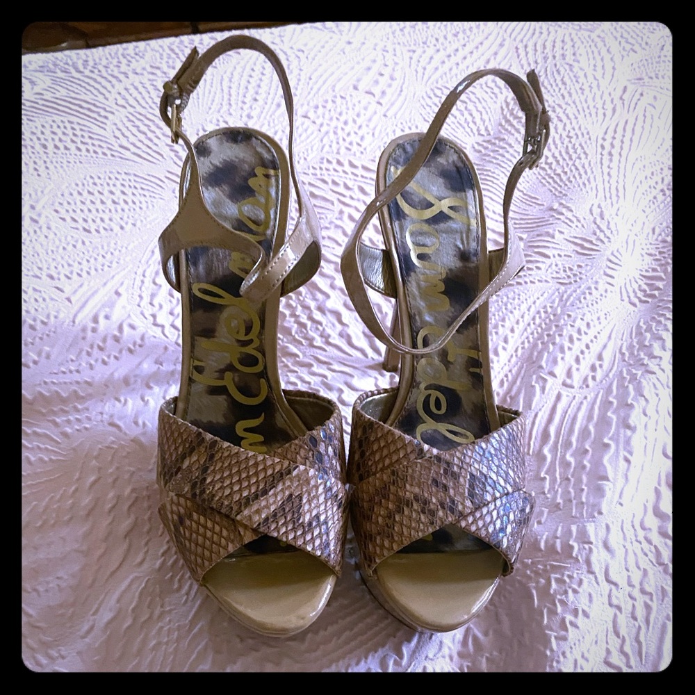 Sam Edelman Nude Snake Platform Heels Brand New - Gem